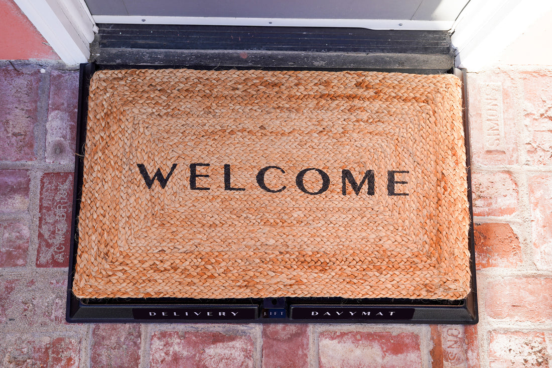 Davymat Natural Jute Welcome Mat – Handcrafted Velcro-Backed Doormat